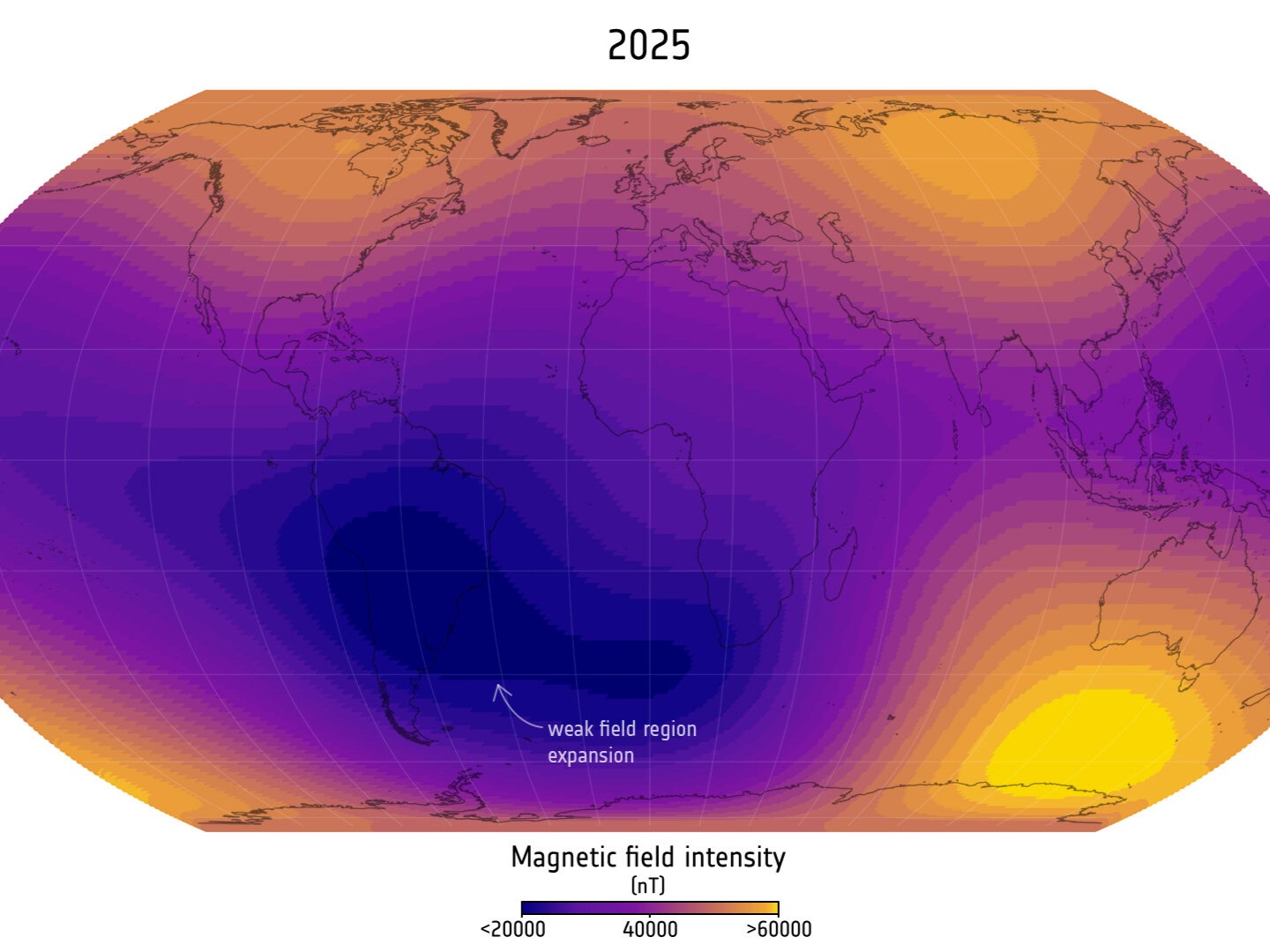 ESA's Swarm Satellite Detects Significant Magnetic Field Anomaly
